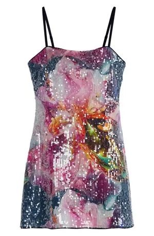 Desigual Floral Sequin Minidress