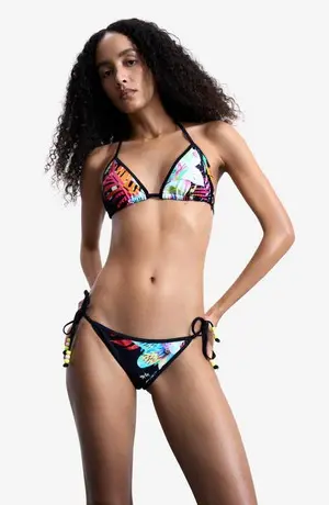 Desigual Printed Bikini Bottoms - Black