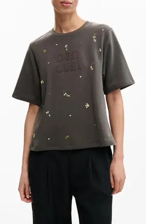 Desigual Logo Appliqué T-shirt - Gray