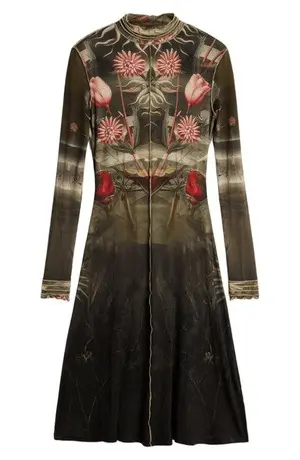 Desigual Floral Print Long Sleeve Minidress