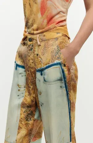 Desigual Straight Leg Patchwork Pants