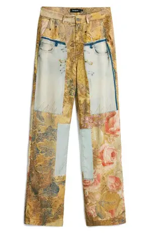 Desigual Straight Leg Patchwork Pants