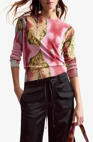 Desigual Relaxed Fit Stitched Sweater - Pink