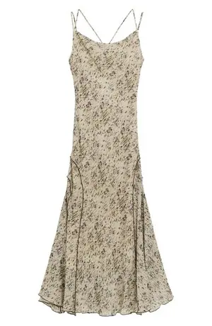 Desigual Abstract Print Crinkle Chiffon Slipdress