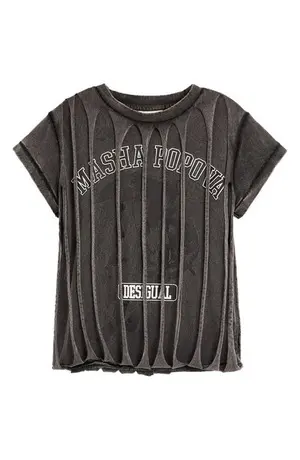 Desigual Slit Overlay T-shirt - Black