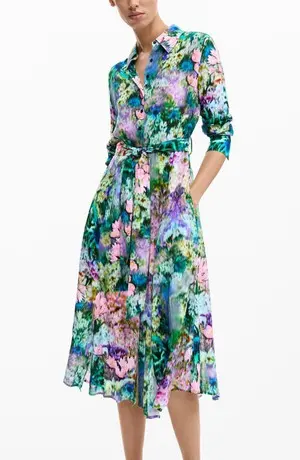 Desigual Abstract Floral Print Shirtdress