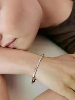 Monica Vinader Essential Diamond Bangle - Silver