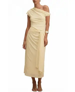 EVER NEW Piper Draped Tie Mesh Midi Dress