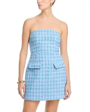 Aqua Tweed Midi Dress - Blue Multi