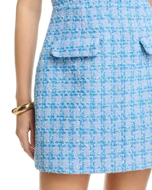 Aqua Tweed Midi Dress - Blue Multi