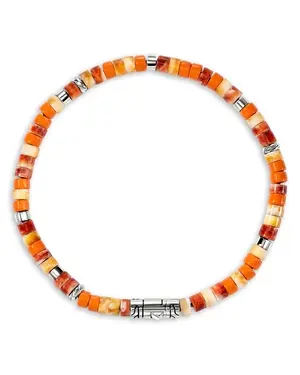 John Hardy Sterling Bracelet With Spiny Oyster Shell And Enamel Beads - Silver