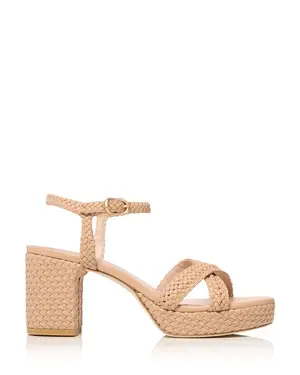 STUART WEITZMAN Dayna Woven 80 Platform Sandals - Adobe