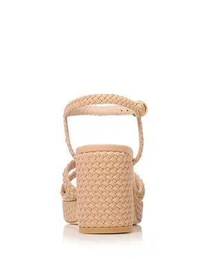 STUART WEITZMAN Dayna Woven 80 Platform Sandals - Adobe