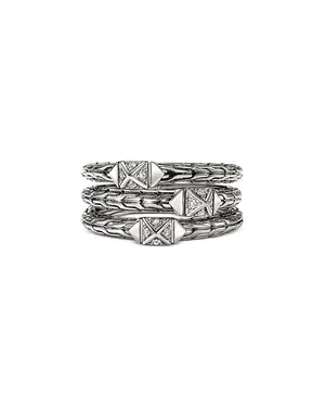 John Hardy Sterling Icon Diamond Pyramid Stack Ring