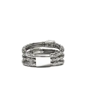 John Hardy Sterling Icon Diamond Pyramid Stack Ring