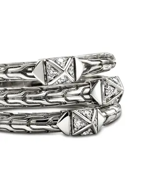 John Hardy Sterling Icon Diamond Pyramid Stack Ring
