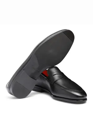 Santoni Leather Loafers - Black