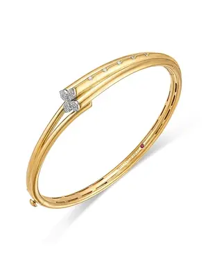 Roberto Coin 18k White And Yellow Gold Diamond Bypass Bangle - White/gold
