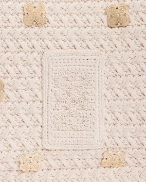 Sandro Charm Detail Crochet Mesh Tote Bag - Ecru