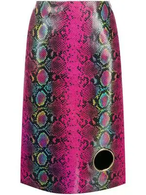 Versace Python-print Leather Skirt