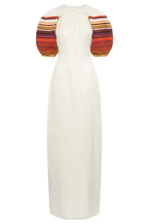 Gabriela Hearst Nomo Crochet Puff Sleeve Maxi Dress - Ivory