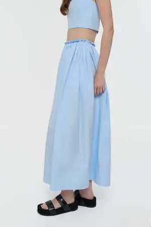 Gabriela Hearst Shiva Maxi Skirt In Sea Island Cotton - Light Blue