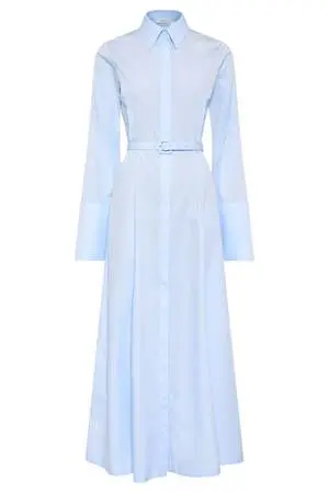 Gabriela Hearst Carmina Maxi Shirtdress In Sea Island Cotton - Light Blue