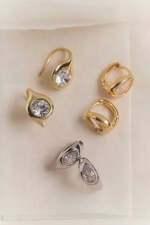 Anthropologie Crystal Fishhook Earrings - Gold