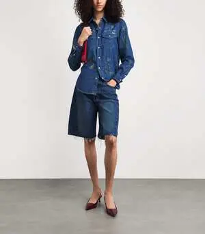MOTHER The Half-pipe Denim Shorts - Blue