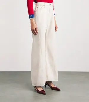 MOTHER The Lemon Twist Sneak Wide-leg Jeans - White