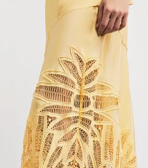 Ulla Johnson Silk Embroidered Oona Maxi Skirt - Yellow
