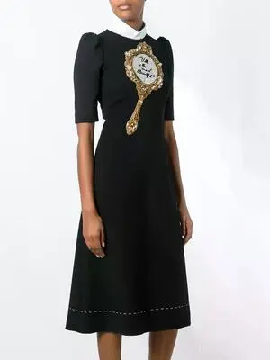 Dolce & Gabbana Mirror Patch Virgin Wool Dress