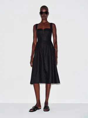 REFORMATION Roma Linen Dress - Black