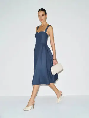 REFORMATION Roma Linen Dress - Blue