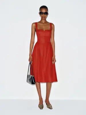 REFORMATION Reformation Roma Linen Dress Red