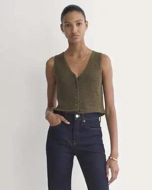 Women's Button Front Linen Tank Tops
