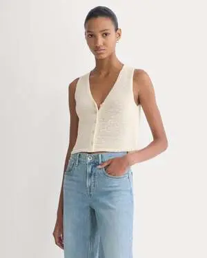 Everlane Sleeveless V-neck Tank Top Sweater - Bone