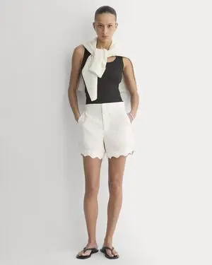 Everlane Scalloped Edge Linen Shorts - Bone