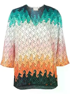 MARY KATRANTZOU Pathos Geometric-print Silk Blouse