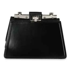 Fendi Petite Peekaboo Cut Chain Shoulder Bag - Black