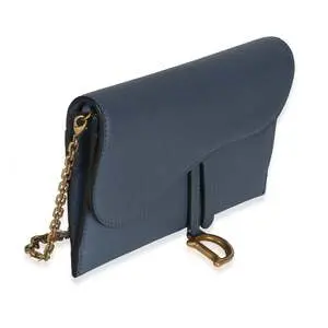 Dior Grained Calfskin Saddle Pouch With Chain