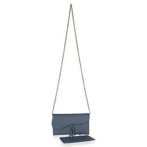 Dior Grained Calfskin Saddle Pouch With Chain
