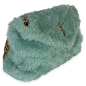 Saint Laurent Shearling Quilted Monogram Loulou Puffer Satchel - Blue