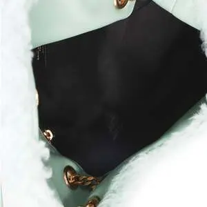 Saint Laurent Shearling Quilted Monogram Loulou Puffer Satchel - Blue