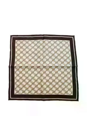 Fendi Ff Calligraphy Silk Handkerchief Scarf - Neutrals