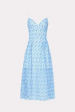 MILLY Hazel Embroidered Midi Dress