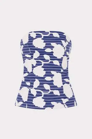 MILLY Adeline Floral Sleeveless Top - Blue/white