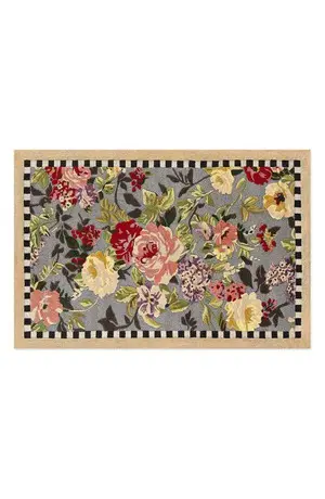 MACKENZIE-CHILDS Tudor Rose Washable Rug - Multi Blue