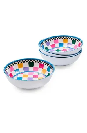 MACKENZIE-CHILDS Set Of 4 Jamboree Small Melamine Bowls - Multi Blue