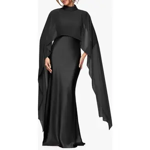 XSCAPE EVENINGS Satin Gown With Chiffon Overlay - Black
